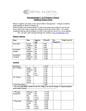 Fillable Online mountnessing essex sch Mountnessing School Uniform ...