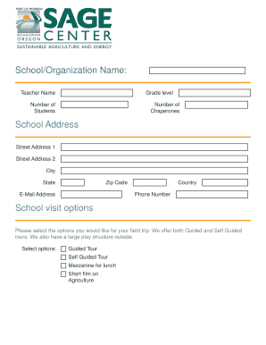 Fillable Online SchoolOrganization Name School Address - visitsagecom ...