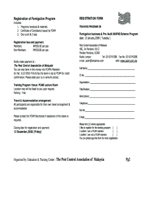 Fillable Online Registration of Fumigation Program Includes: 1 Fax ...