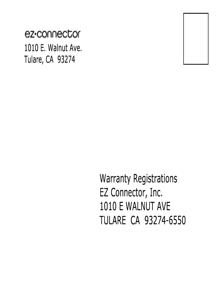 Fillable Online Printable Warranty Card - EZ Connector Fax Email Print - pdfFiller