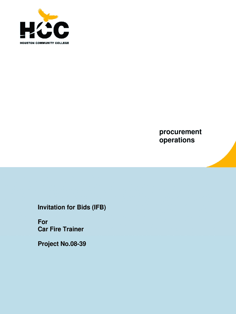 Fillable Online hccs procurement operations Invitation for Bids (IFB) For Car Fire Trainer ...