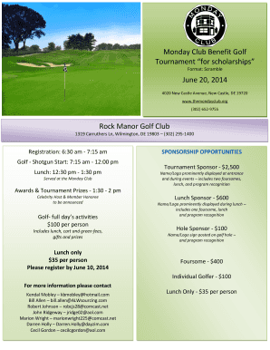 Fillable Online themondayclub Monday Club Benefit Golf Tournament for ...