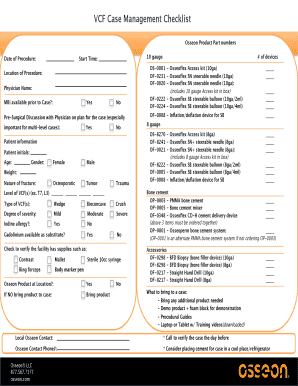 Fillable Online VCF Case Management Checklist - bOSSEONb Fax Email ...