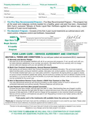 Fillable Online SERVICE AGREEMENT AND CONTRACT - Funk Lawn Care Fax ...