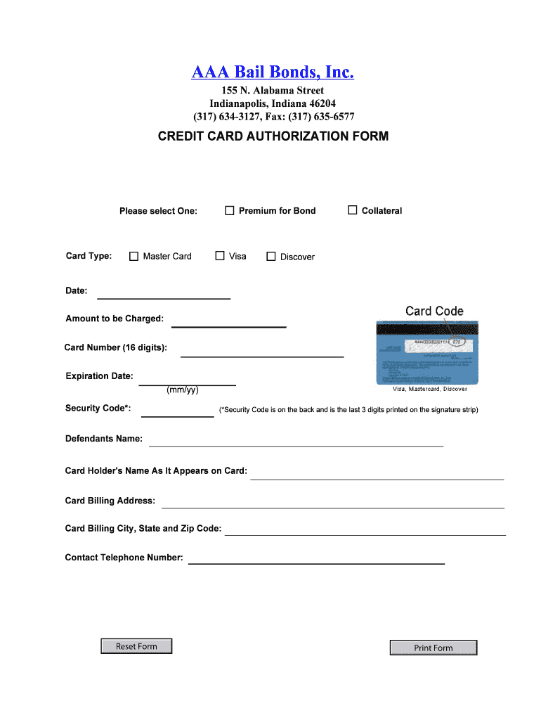 Fillable Online Credit Card Assist Voucher - AAA BAIL BONDS INC Fax ...