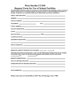 Fillable Online westhardin Facility Request Form - West Hardin CCISD ...