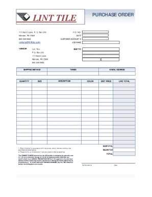 Fillable Online Purchase order lint tile Fax Email Print - pdfFiller