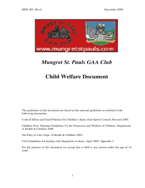 Fillable Online Mungret St Pauls GAA Club Child Welfare Document Fax ...