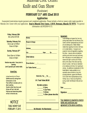 Fillable Online Mineola Civic Center Knife and Gun Show Fax Email Print ...
