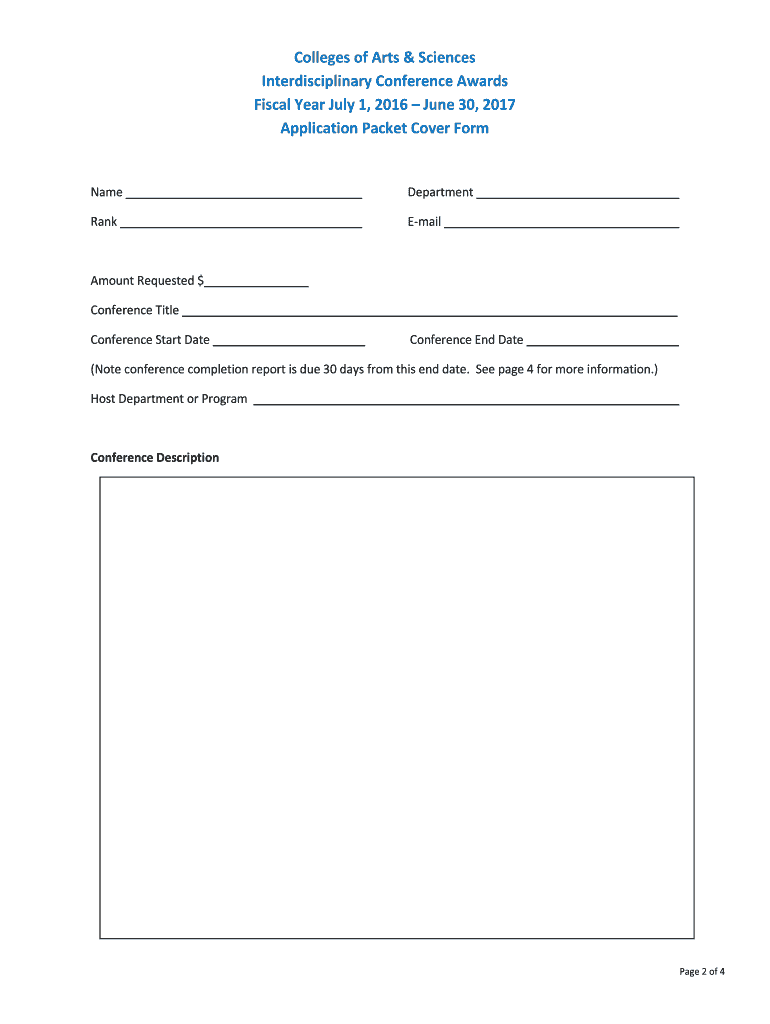 Fillable Online 2016-17 Interdisciplinary Conference bAwardsb bFillableb Application Fax Email ...