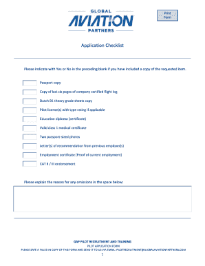 Fillable Online GAP Pilot Recruitment Form - Global Aviation Partners ...