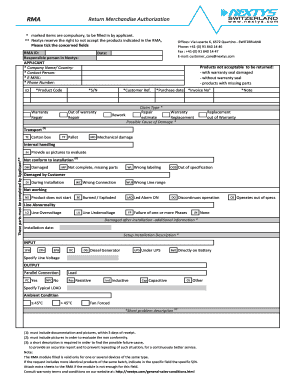 Fillable Online RMA Return Merchandise Authorization Fax Email Print ...