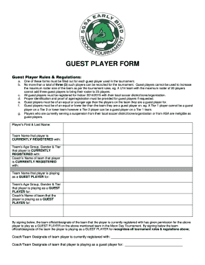 Fillable Online GUEST PLAYER FORM - bitournamentsbbnetb Fax Email Print ...