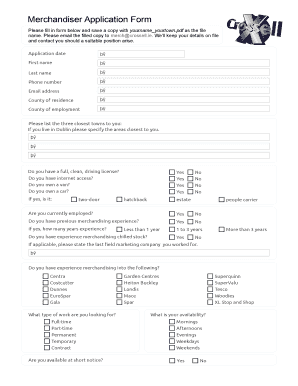 Fillable Online crossell Merchandiser Application Form - bCrossellb Fax ...