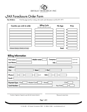 Fillable Online FAX Foreclosure Order Form - Default Research Inc Fax ...