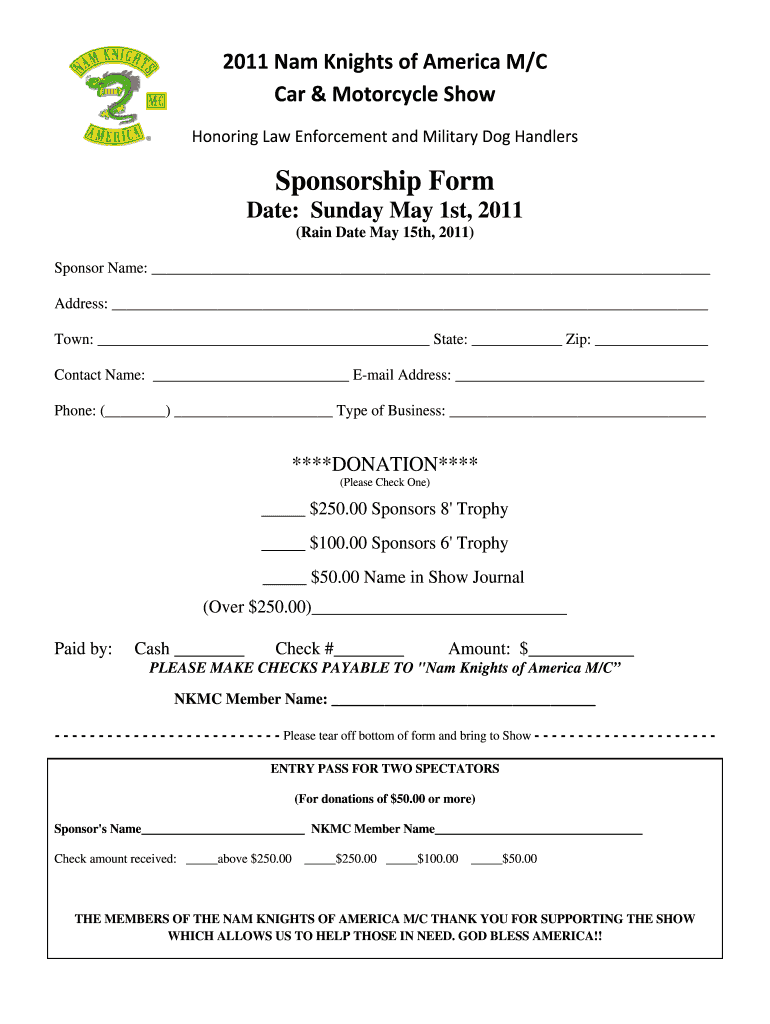 Car show sponsorship form: Fill out & sign online | DocHub