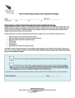 Fillable Online udc Title IV Authorization Release Non-Institutional ...
