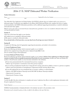 Fillable Online nl 2016-17 IL MAP Dislocated bWorkerb Verification Fax ...
