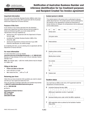 Fillable Online humanservices gov Notification of Australian Business ...