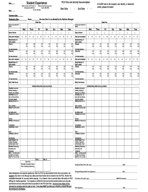 Fillable Online Student Experience PCA Time and Activity Fax Email ...