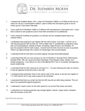 Fillable Online IUD Consent Formdocx Fax Email Print - pdfFiller