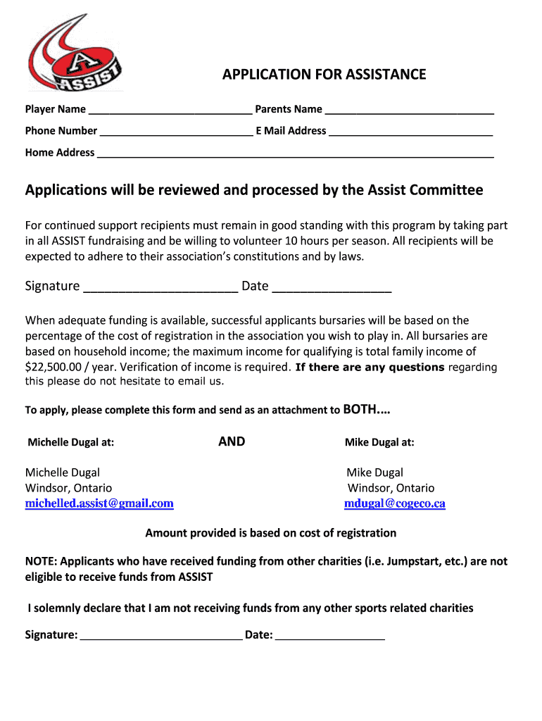 Fillable Online assistgroup APPLICATION FOR ASSISTANCE Applications ...