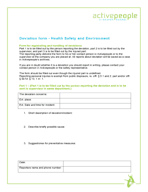 Fillable Online activepeople Deviation form - Health Safety and ...
