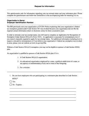 Fillable Online irs Request for Information - bIRSbbgovb Fax Email ...