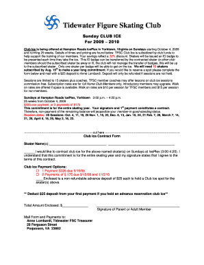 Fillable Online tidewaterfsc 2009-2010 Club Ice Contract - Tidewater Figure Skating Club ...