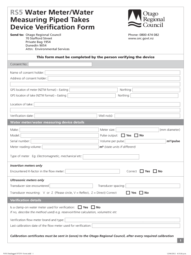 Fillable Online 1 rs5 Water Meter/Water Fax Email Print - pdfFiller