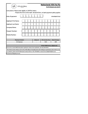 Fillable Online Netherlands VISA Fee bPayment Formb - VFS Global Fax ...
