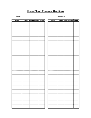 Fillable Online Home Blood Pressure Readings - Family Medicine of ...
