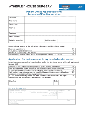 Fillable Online atherleyhousesurgery nhs Online Services Registration ...