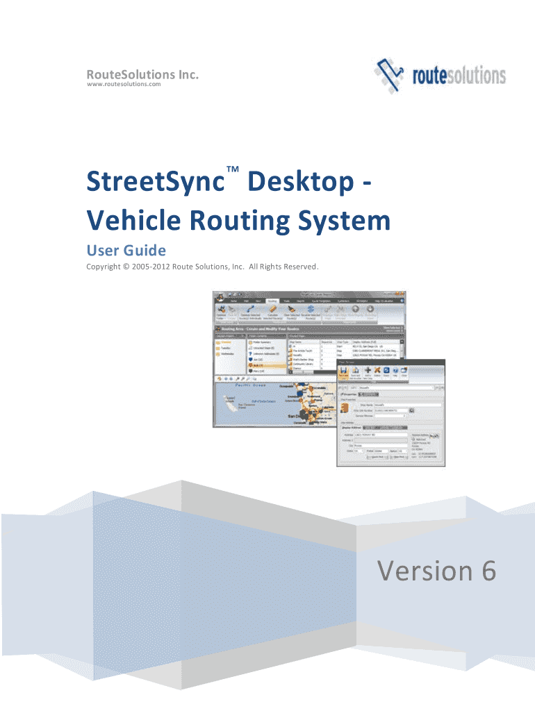 Fillable Online Version 6 StreetSync Desktop - Vehicle Routing ...
