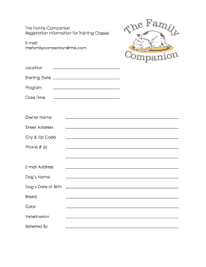 Fillable Online The Family Companion Registration Information for ...
