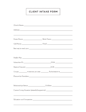 Fillable Online CLIENT INTAKE FORM - Lynn Marie Lumiere Fax Email Print ...