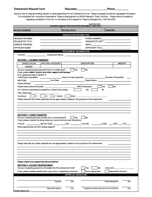 Fillable Online treasury gwu Endowment Request Form - Treasury ...