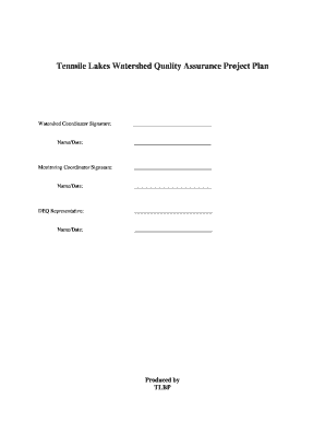 Fillable Online Tenmile Lakes Watershed Quality Assurance Project Plan Fax Email Print - pdfFiller