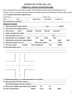 Fillable Online PERSONALINJURYQUESTIONNAIREdocx Fax Email Print - pdfFiller
