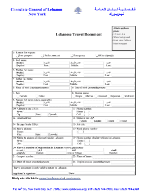 Fillable Online Lebanese Travel Document - Consulate General of Lebanon in New ... Fax Email ...