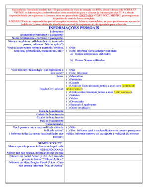 Fillable Online Rascunho do formulrio modelo DS 160 para pedido de ...