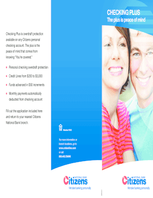 Fillable Online wercitizens CHECKING PLUS - Citizens National bBankb ...