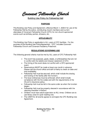 Fillable Online covenant-fellowship Building Use Policy for Fellowship ...