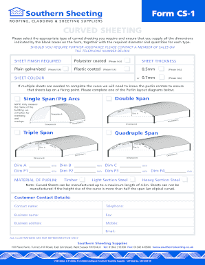 Fillable Online southernsheeting co Curved Sheeting Form.pdf - Southern Sheeting Supplies ...
