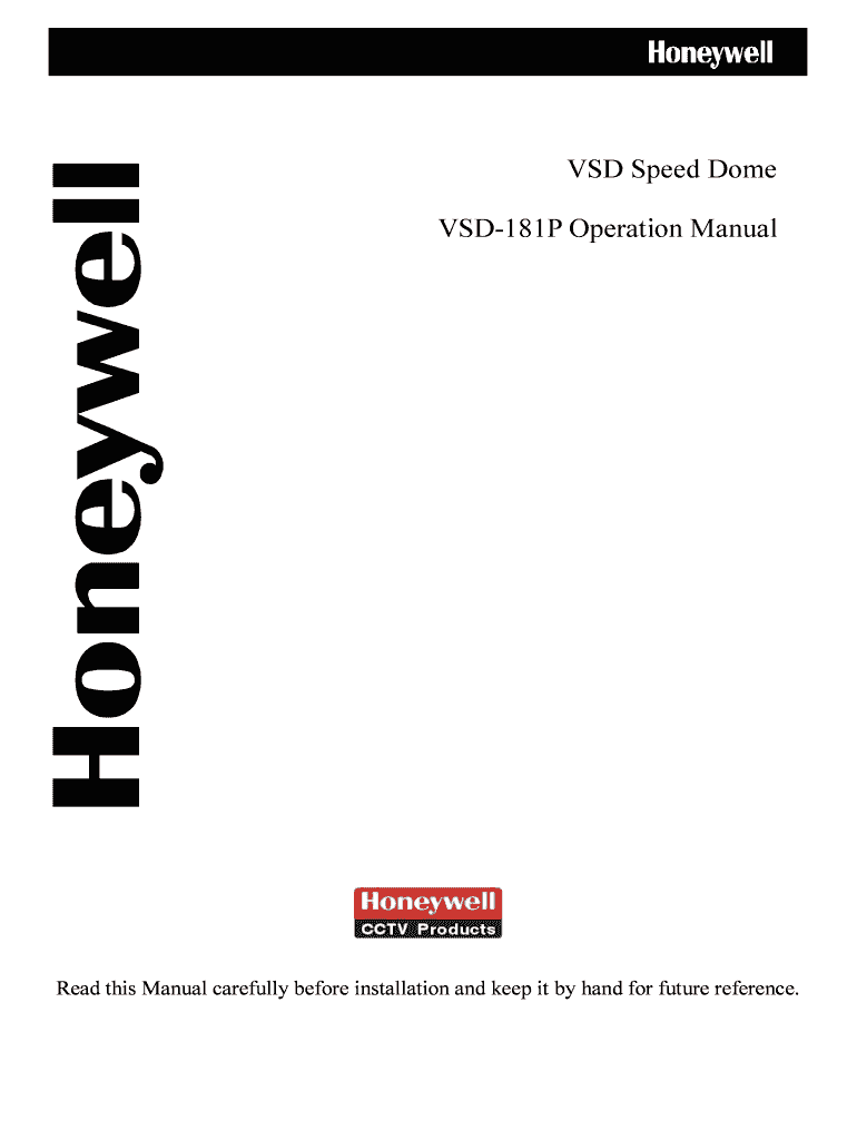 Fillable Online VSD Speed Dome VSD-181P Operation Manual - Black.honeywell ... Fax Email Print ...