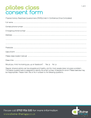 Fillable Online divine-therapy co Pilates class consent form - Massage ...