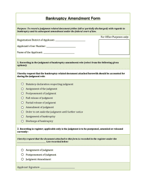 Fillable Online sampleforms Bankruptcy Amendment Form - sampleformsorg ...