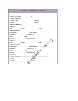 Fillable Online sampleforms Business Expense Form Template - Sample ...