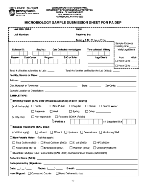 Fillable Online elibrary dep state pa Microbiology Sample Submission ...