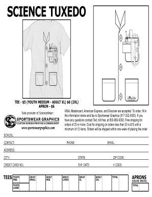 Fillable Online sciencewear SCIENCE TUXEDO - bsciencewearbbnetb Fax ...